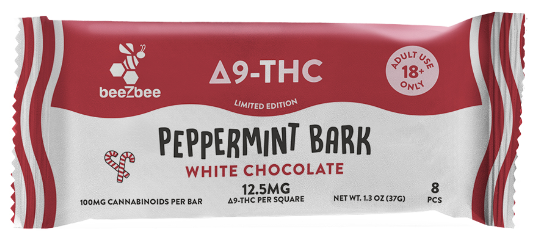 Delta-9 THC Chocolate Bar - White Chocolate peppermint bark | 1 Box of ...